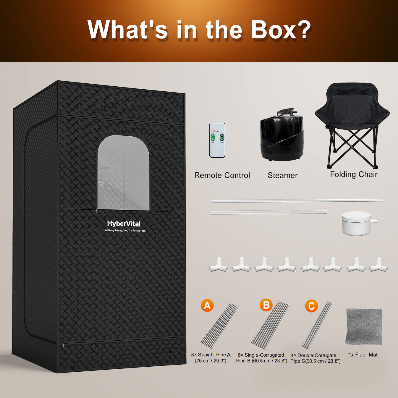 HyberVital Portable Home Steam Sauna Box